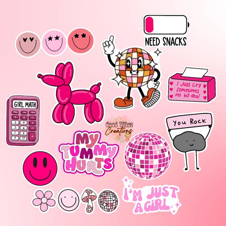 Trendy Girl Sticker Set Pink - Etsy