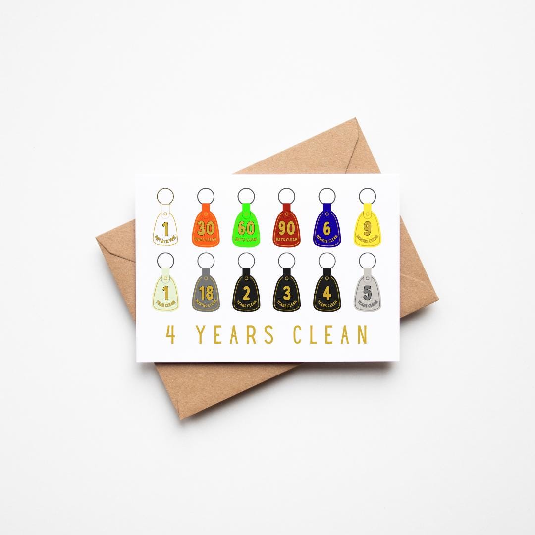 4 Years Clean – Recovery Clean Time Milestone Key Chain Card Recovery ...