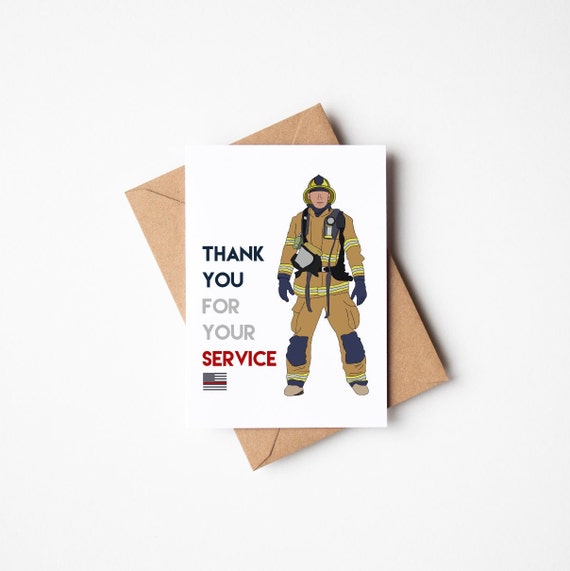 Thank You for Your Service Fire Fighter Greeting Card First | Etsy