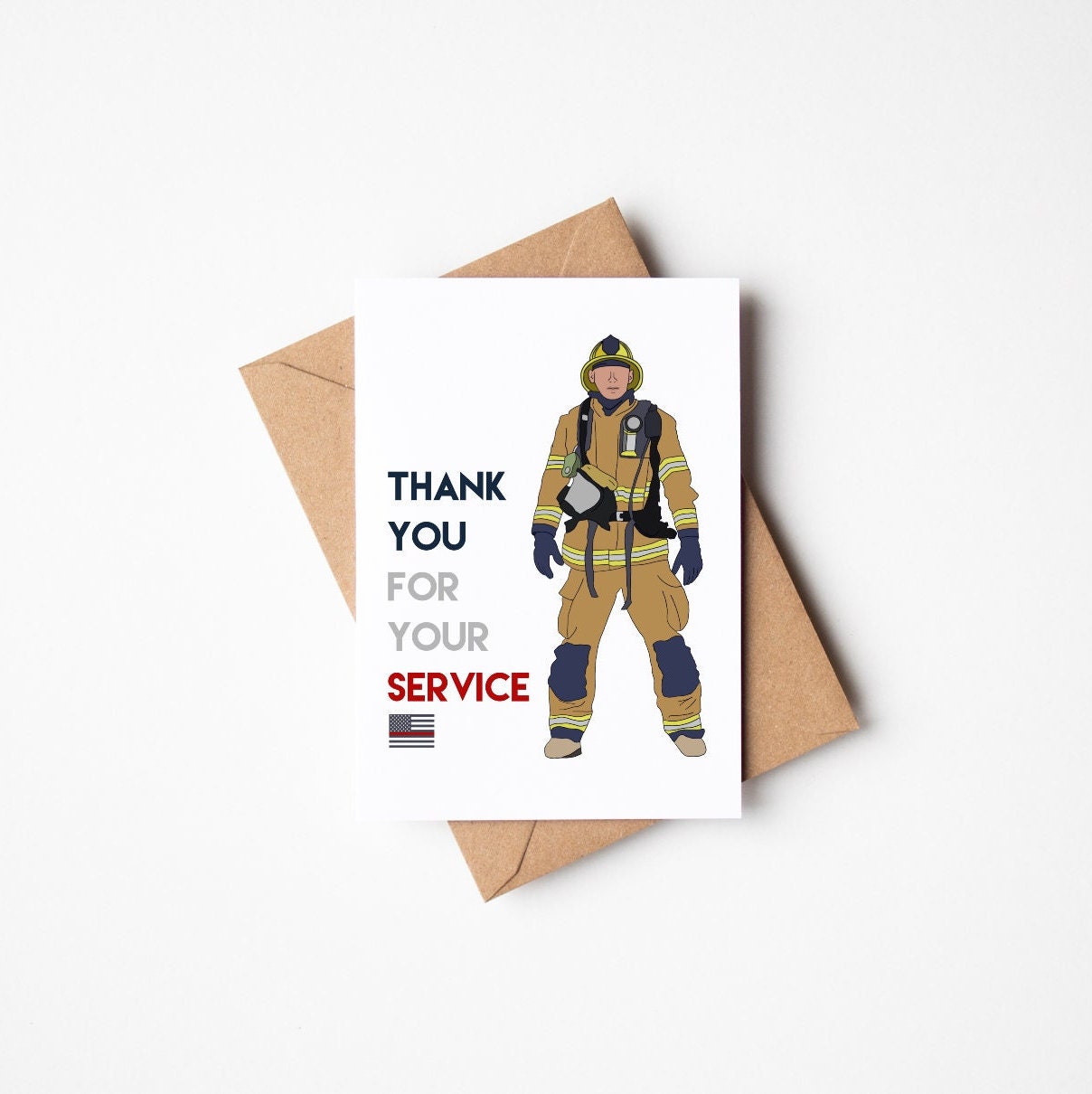 Thank You for Your Service Fire Fighter Greeting Card First Responder ...