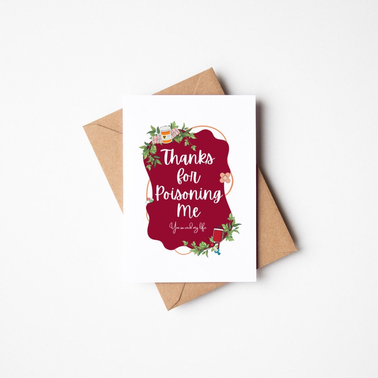 Thanks for Poisoning Me You Saved My Life Cancer Thank You Card Funny ...