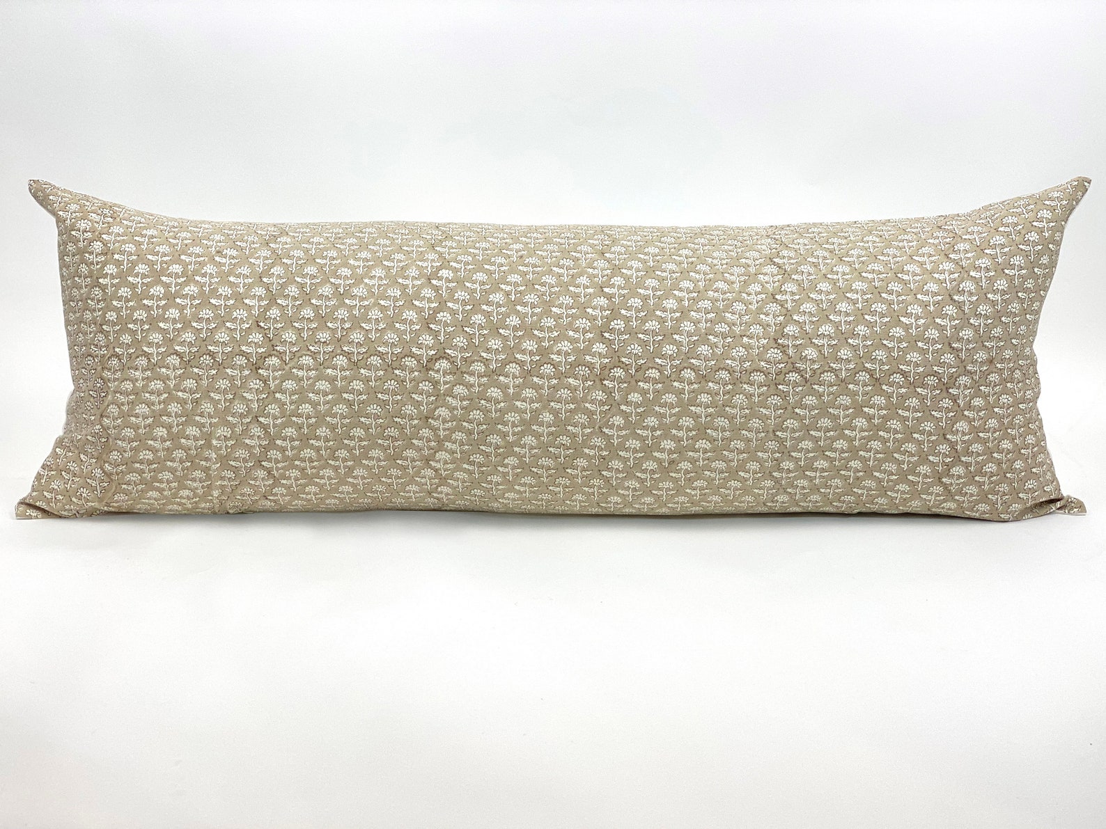 IVY Long Lumbar Designer Beige Floral Linen Pillow Cover - Etsy