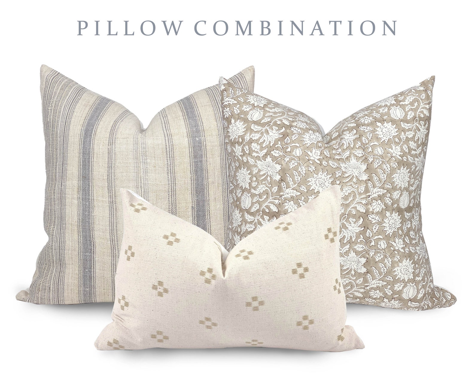 PILLOW COMBO Light Neutrals Grey Stripe Pillow Beige - Etsy