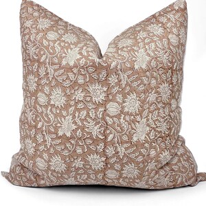 EMBER | Designer Soft Rust Linen Pillow Cover, Block Print Pillow, Warm ...