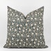 SARCELLE | Designer Teal Floral Linen Pillow Cover, Block Print Pillow ...