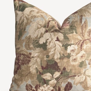 MAGNOLIA | Designer Floral Linen Pillow Cover, Classic Floral Print ...
