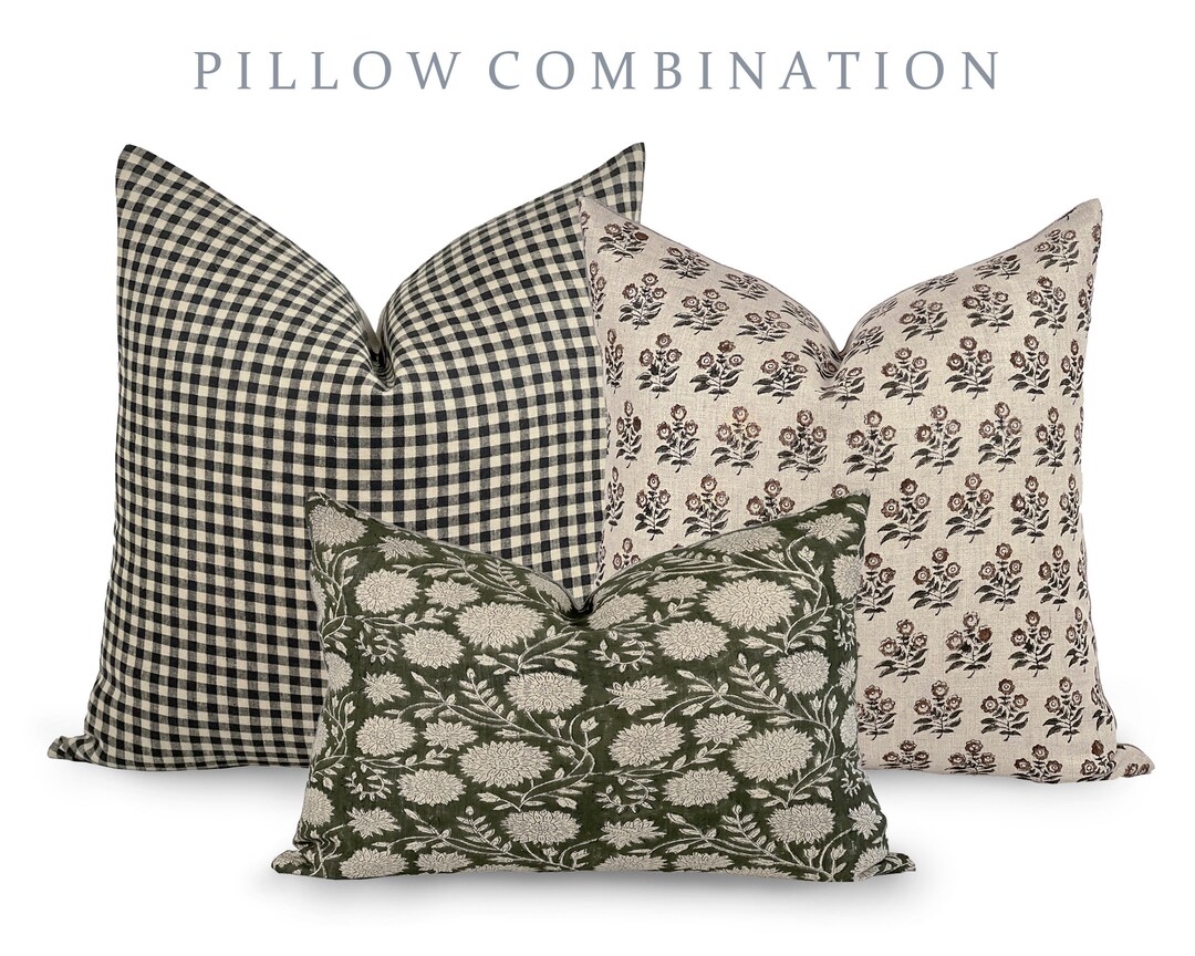 PILLOW COMBO | Fall Pillow Combination, Black Gingham Pillow, Brown ...