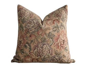 MAGNOLIA | Designer Floral Linen Pillow Cover, Classic Floral Print ...