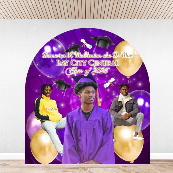 Purple and Gold Graduation Round Backdrop Cover - Etsy