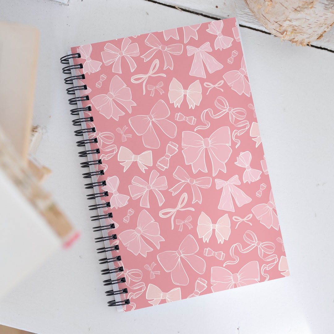 Coquette Pink Bow Spiral Notebook, Pink Ribbon, Pink Bows, Pink, Girly ...