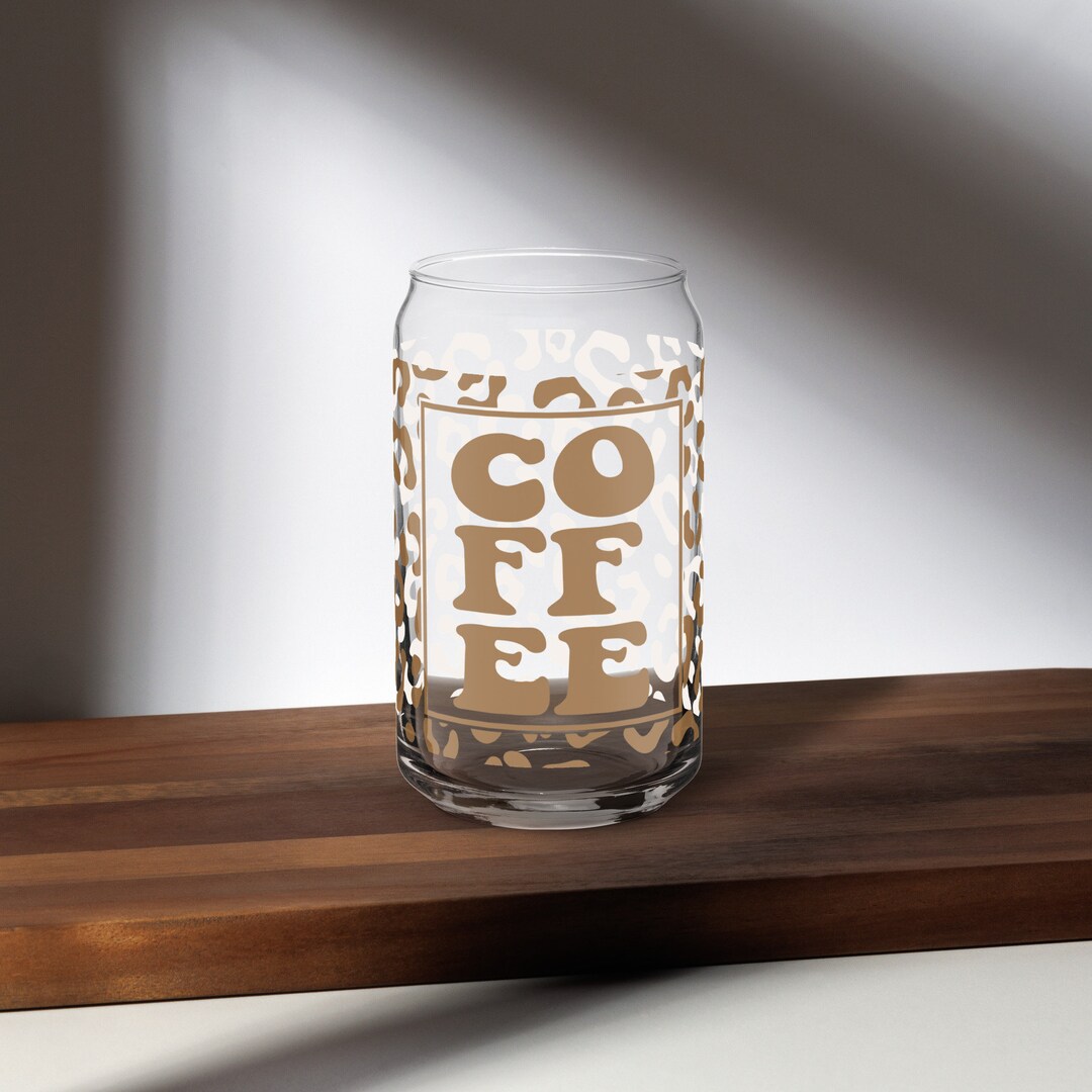 Iced Coffee Can-shaped Glass, Leopard Print, Mama Needs Coffee ...