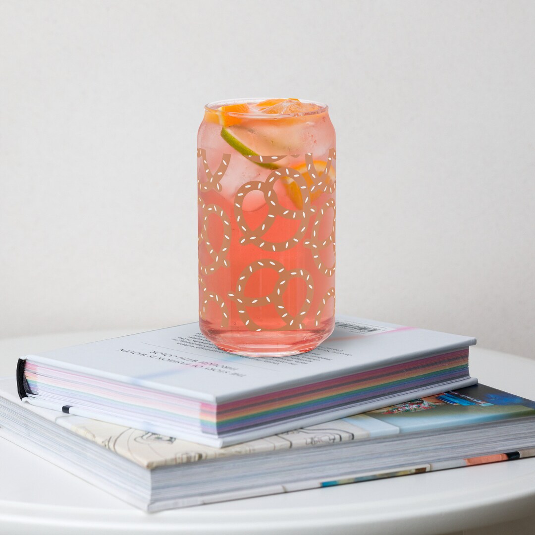 Pretzel Can-shaped Glass, Knot Pretzels, 16oz Can Glass, Iced Coffee ...
