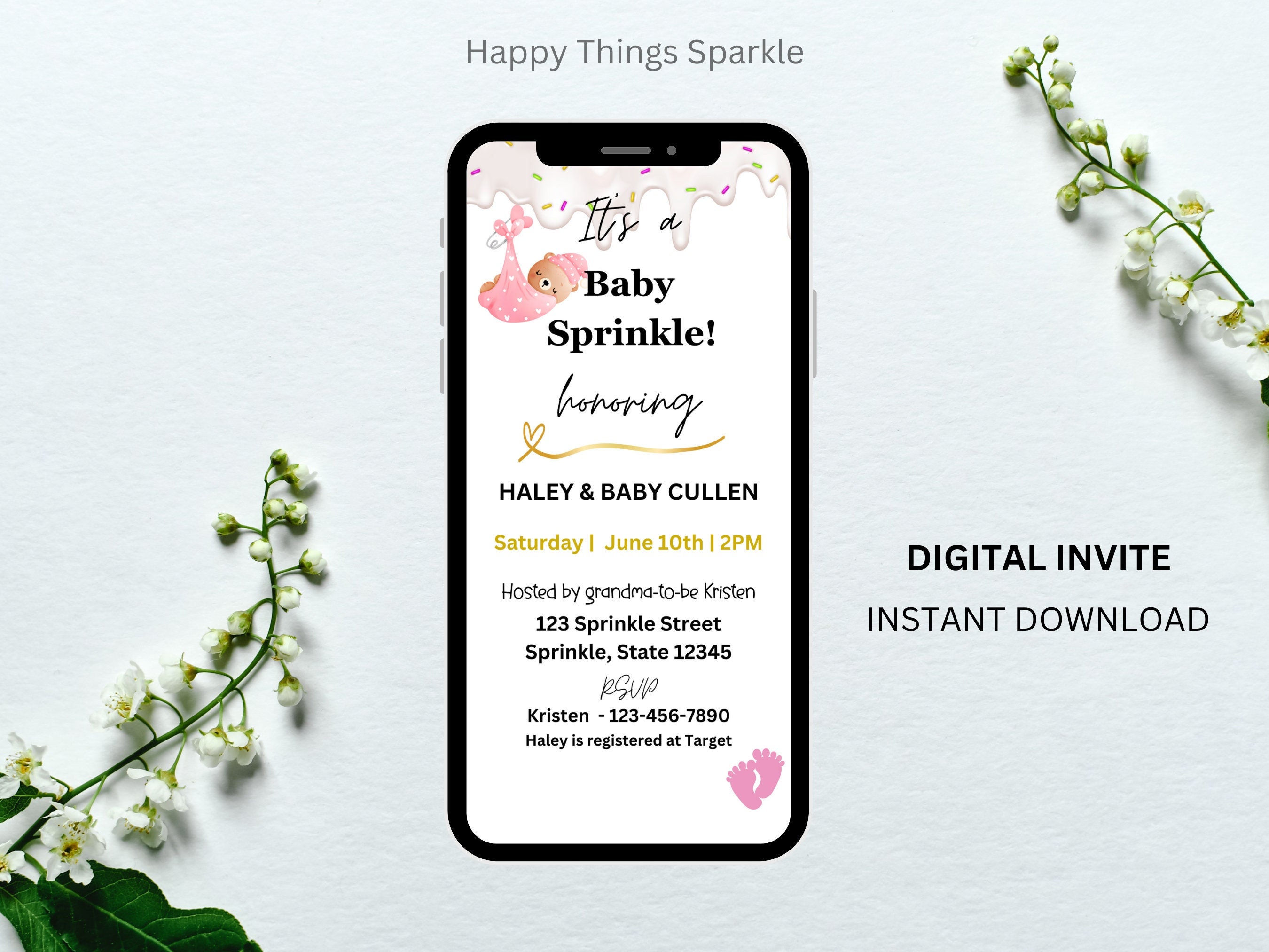 Baby Sprinkle Electronic Invitation Evite Bear Theme Sprinkle Text ...