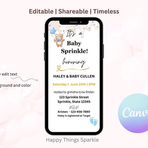 Baby Sprinkle Electronic Invitation Evite Bear Theme Sprinkle Text ...