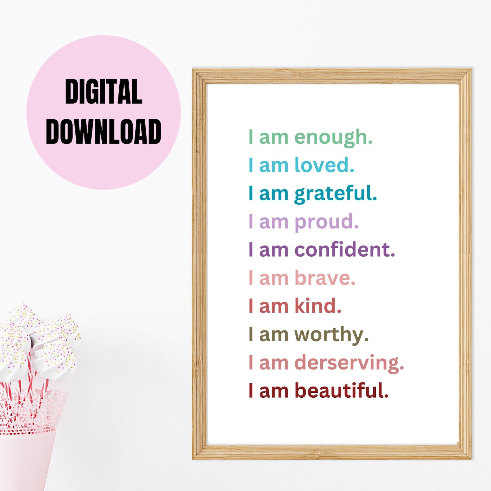 I Am Enough Self-love Positive Affirmation Printable Wall Art | Self ...