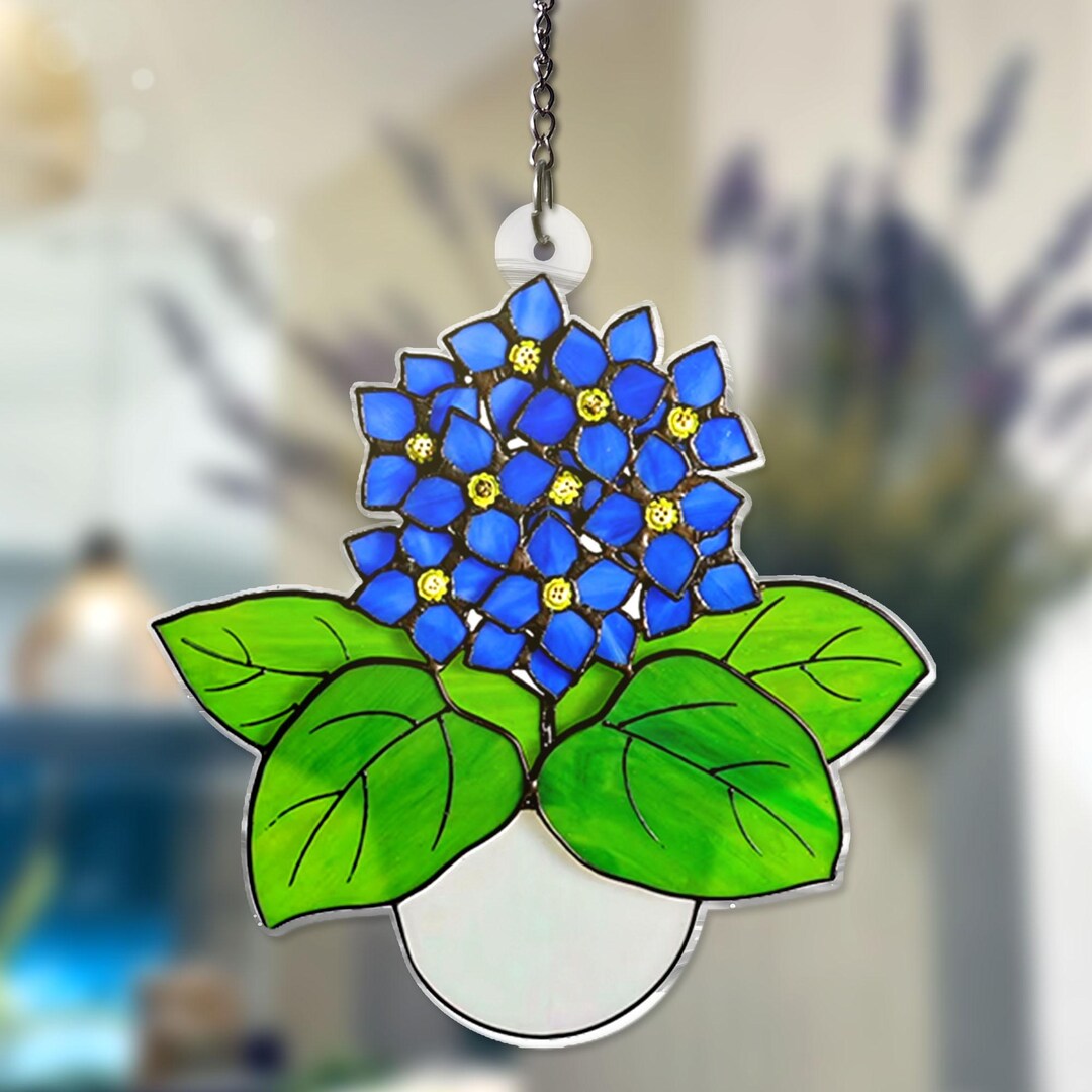 Hydrangea Acrylic Window Decor Plant Window Decor Garden Gift for Home ...