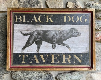 Black Yellow Lab Dog Portrait Custom Sign Art Rustic Paintings Pub Bar ...
