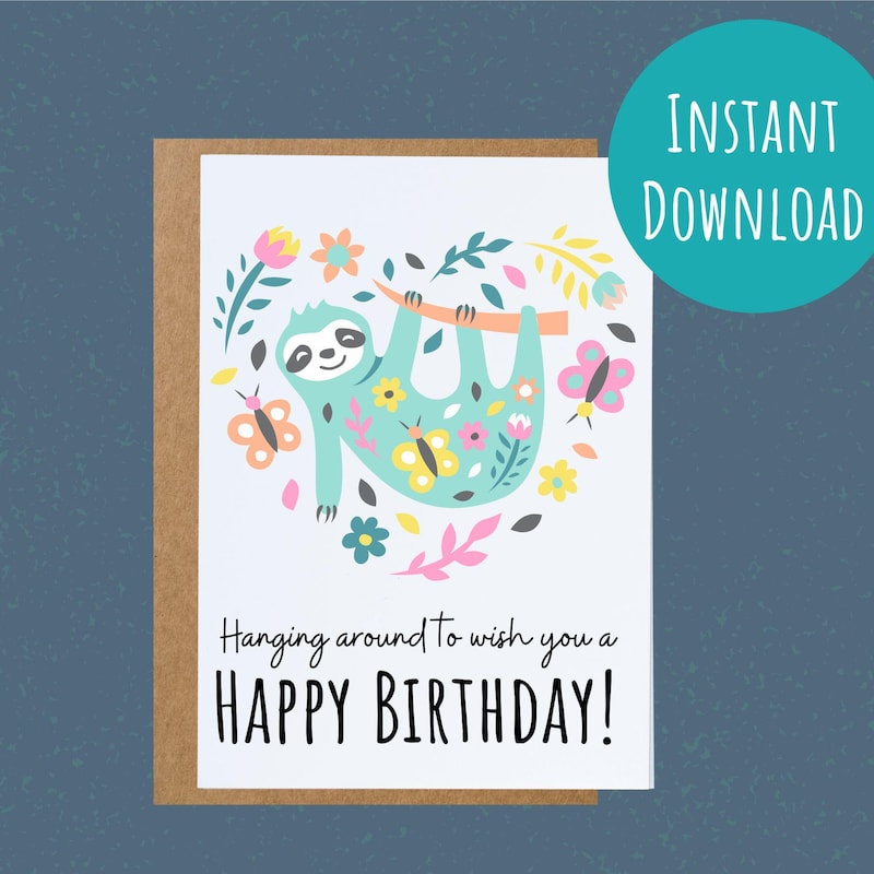 Custom Sloth Birthday Card - Etsy