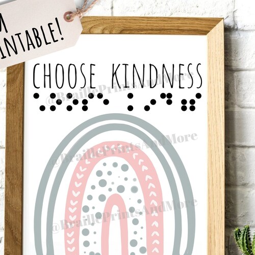 Printable Braille Art Choose Kindness Braille Learner Picture - Etsy