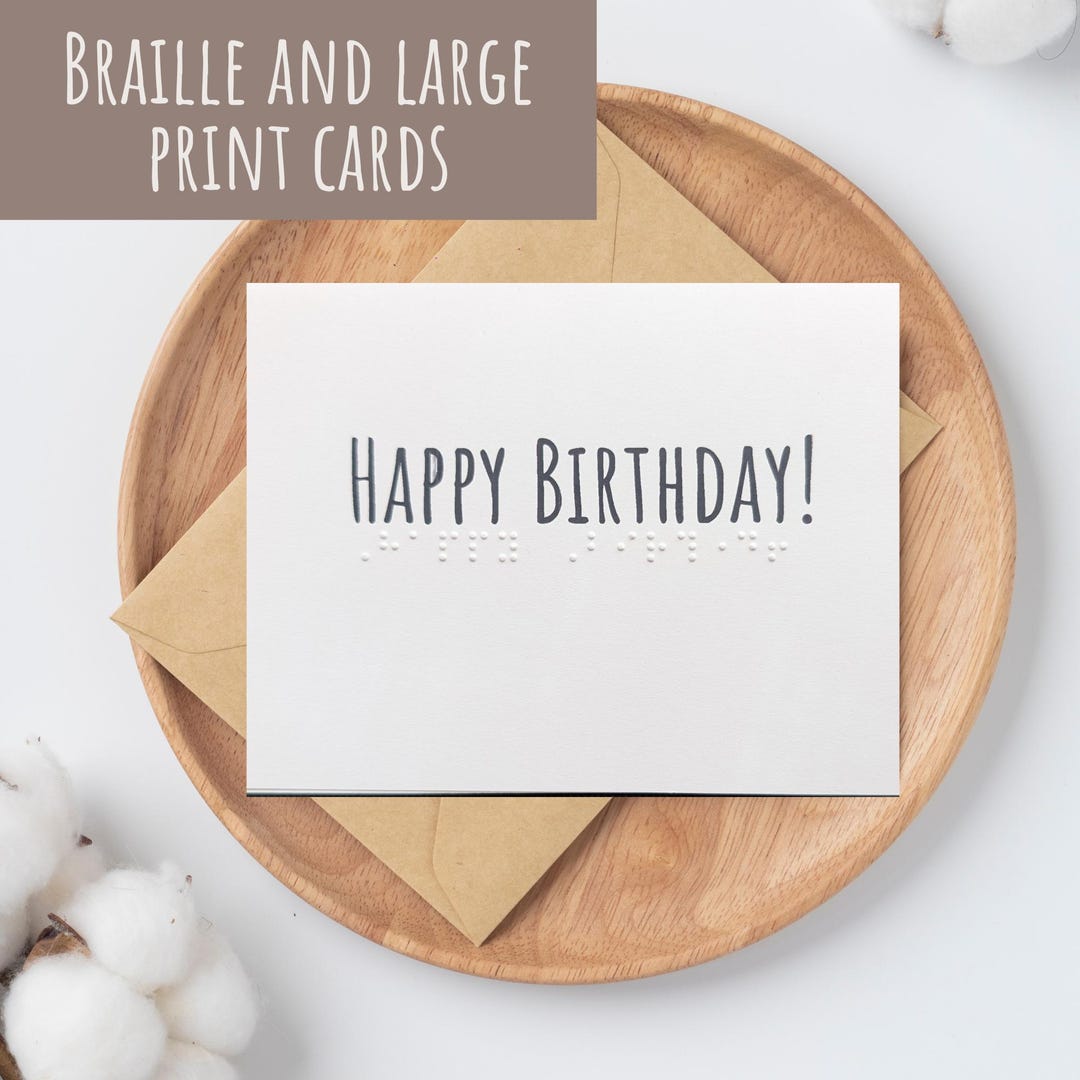 Braille Birthday Card Happy Birthday Gift Idea for Braille Reader Blind ...