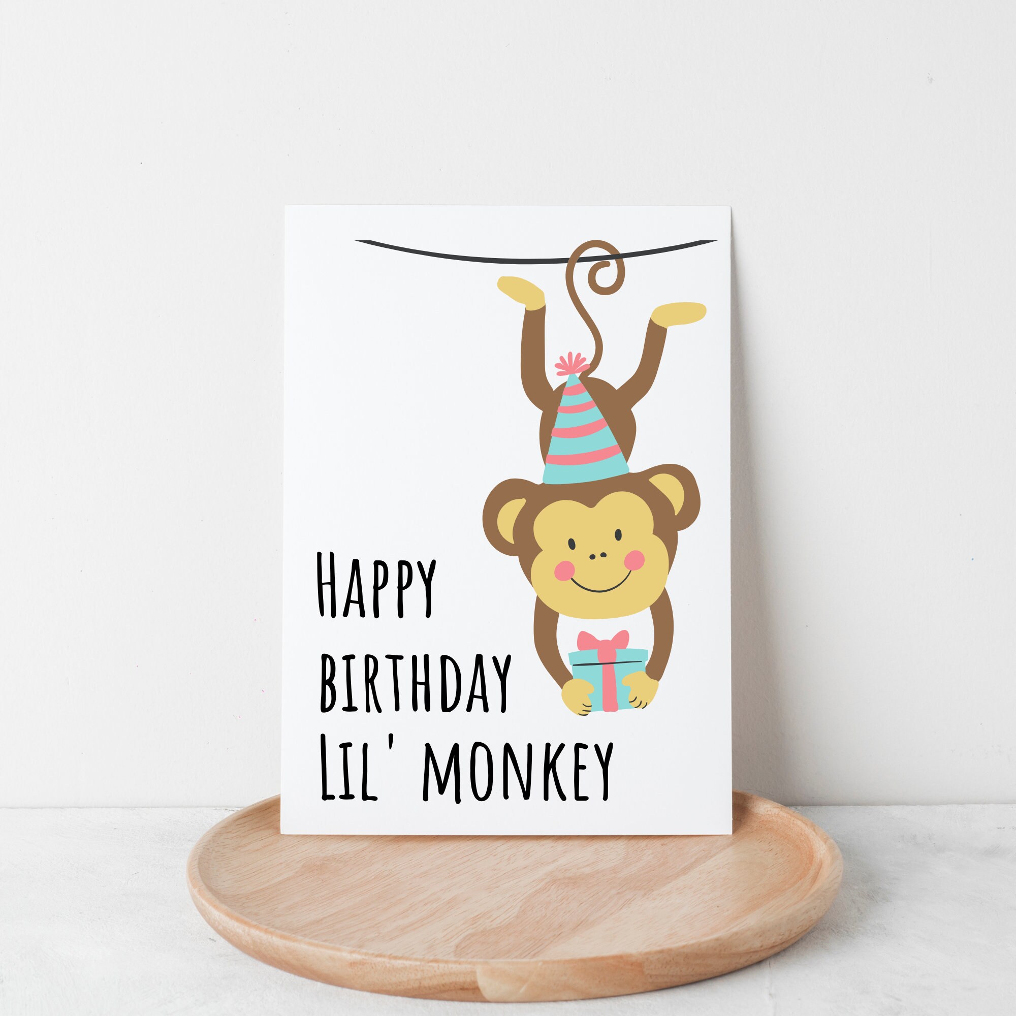 Printable Birthday Card for Kids Monkey Card for Girls - Etsy
