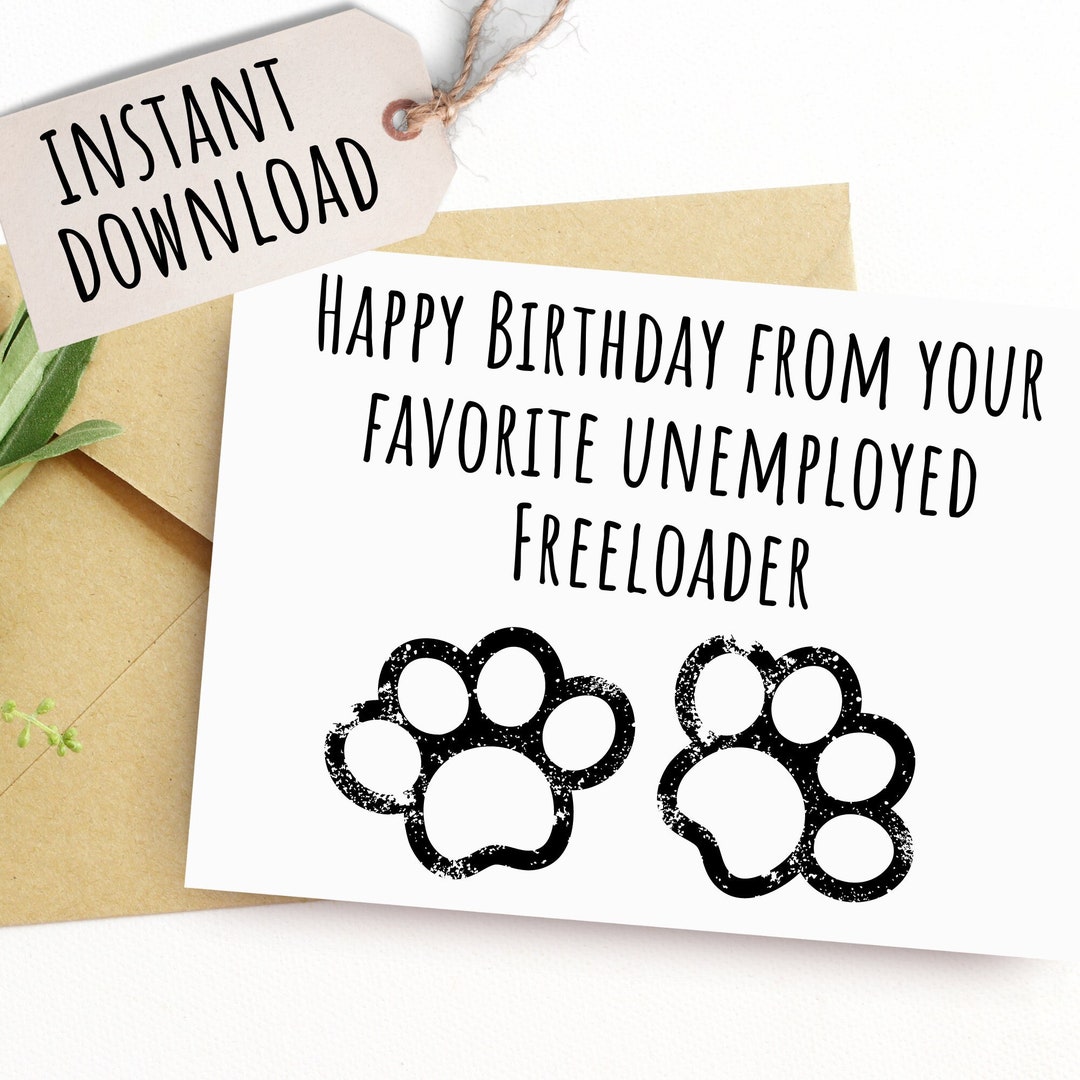 Printable Birthday Card for Him Birthday Card for Her Dog Dad Birthday ...