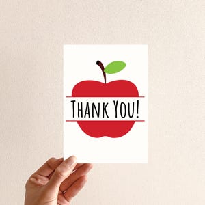 Printable Thank You Apple Card for Teacher, End of Year Teacher Gift ...