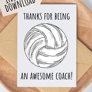 Printable Volleyball Thank You Card for Coach From Player High School ...