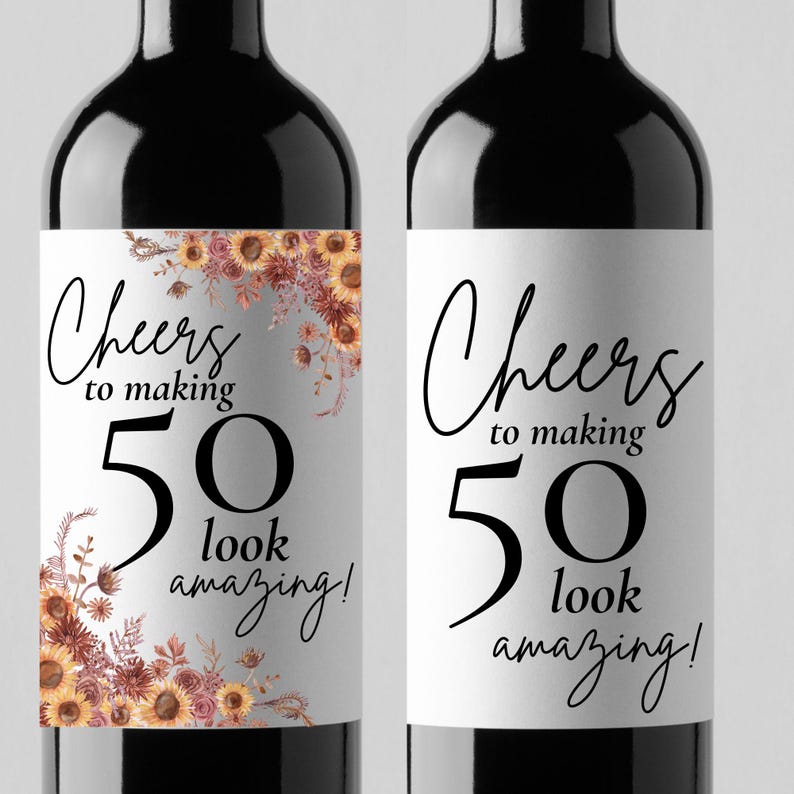 Personalized Wine Label: Sunflower Milestone Birthday Gift - Etsy