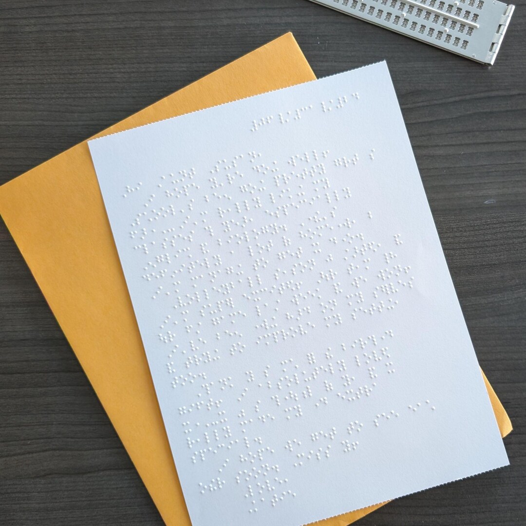 Custom Braille Letter Personalized Tactile Note Gift for Blind or ...