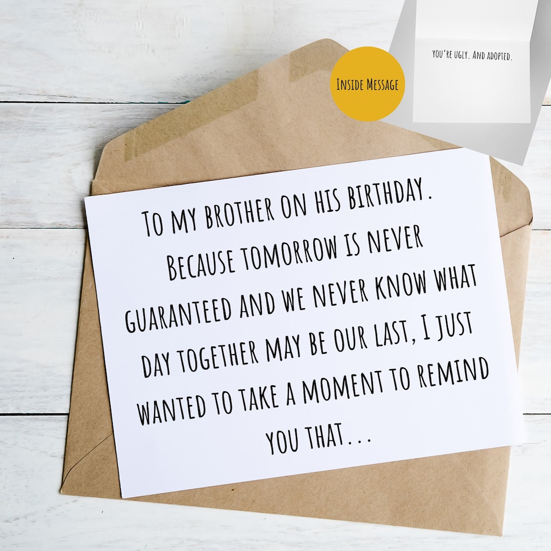 Brother Birthday Card Funny Card for Sibling Birthday Sarcastic ...