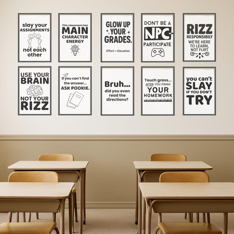 Printable Middle School Wall Art for Gen Alpha Funny Bruh Classroom ...