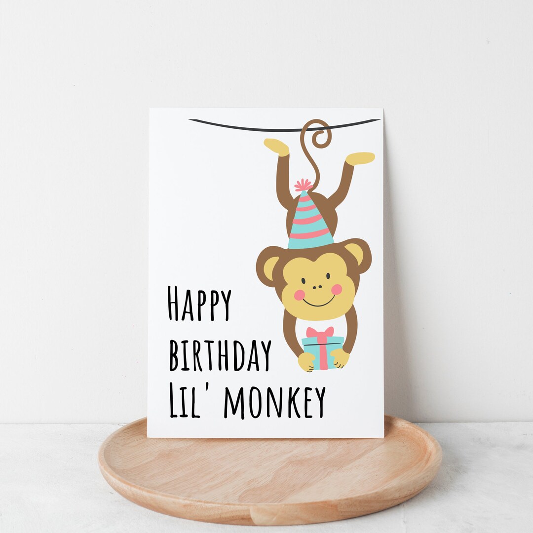 Kids Birthday Card for Kids Monkey Card for Girls Card for Boys Happy Birthday Gift for ...