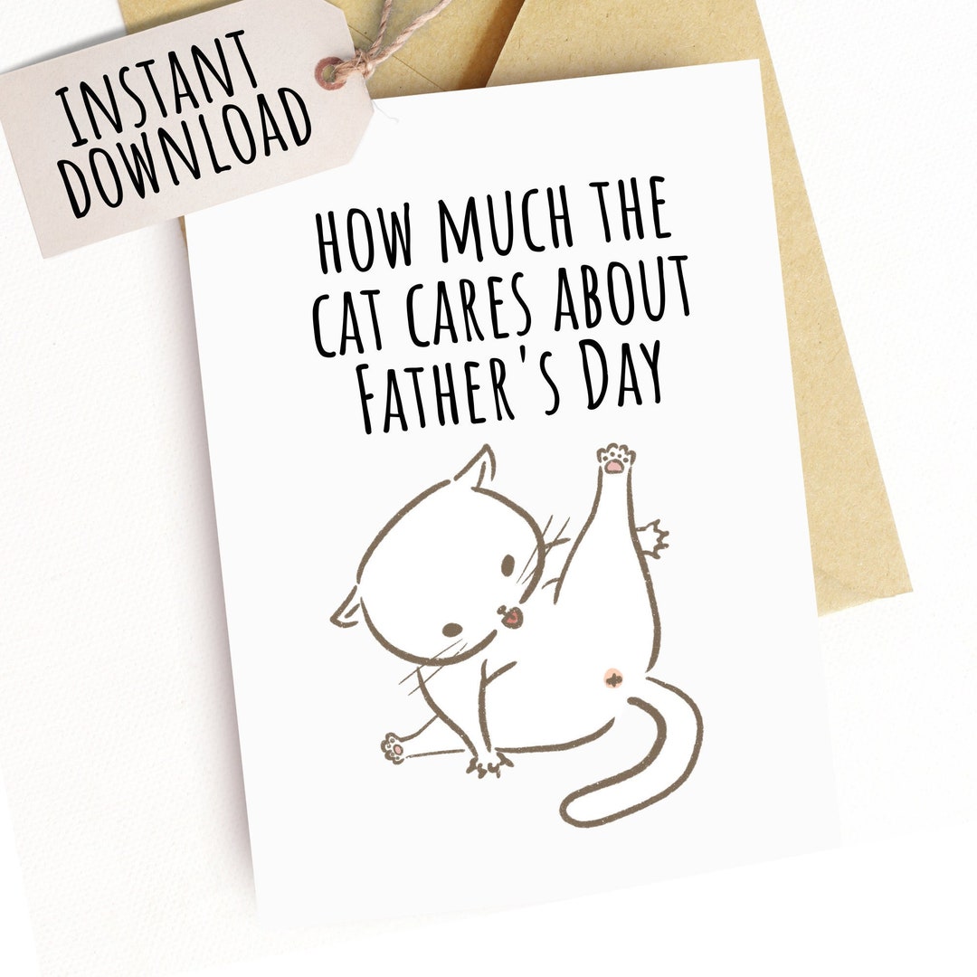 Printable Fathers Day Card Cat Dad Card for Husband Funny Cat Card for ...
