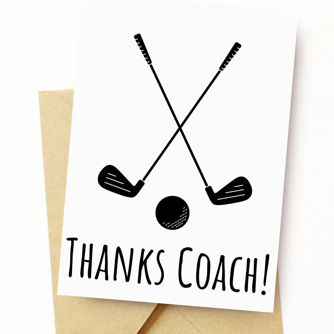 Thank You Card Golf Coach, Thanks Coach, Golf Clubs Card A2 for High ...