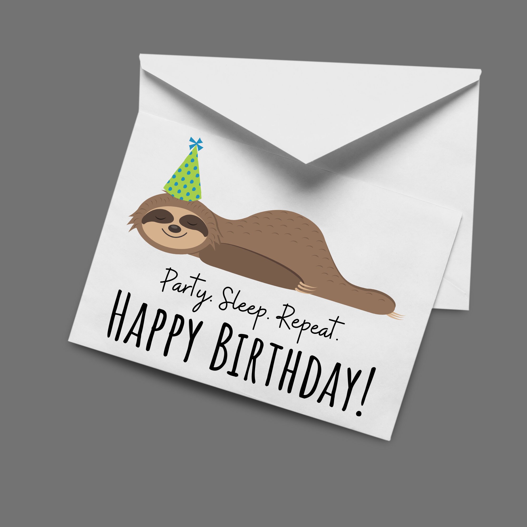 Printable Happy Birthday Card Sloth Party Sleep Repeat Card Etsy Printable Happy Birthday Card Sloth Party Sleep Repeat Card Etsy