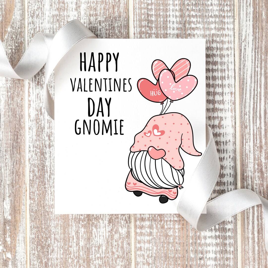 Printable Gnome Valentines Day Cards Classroom Greeting Card Postcard ...