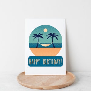 Birthday Card for Her Beach Birthday Card Summer Birthday Party Card ...