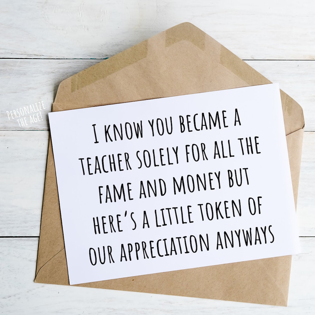 Thank You Card for Teacher Funny Thank You Card Teacher Appreciation ...
