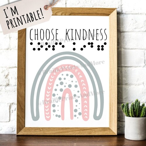 Printable Braille Art Choose Kindness Braille Learner Picture - Etsy