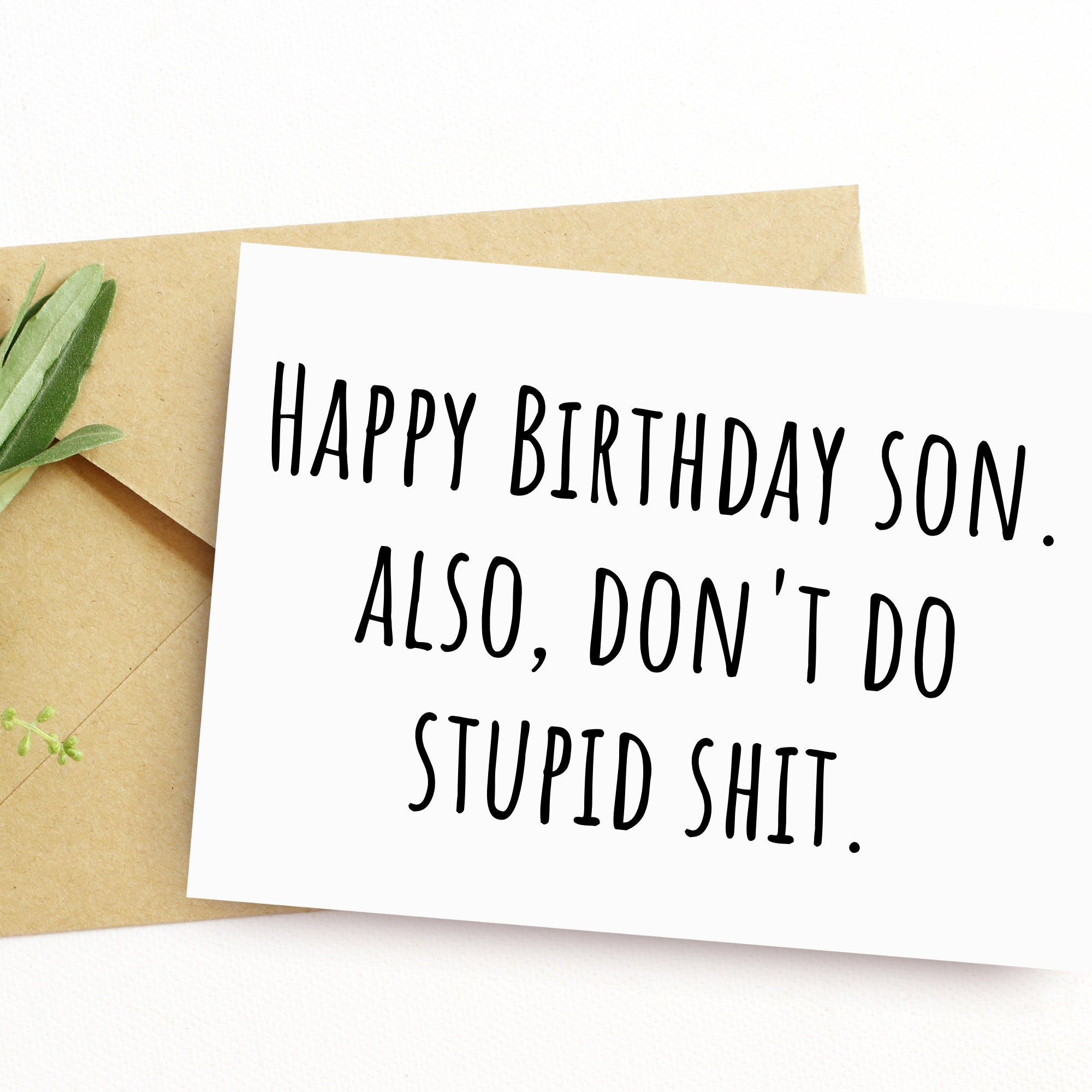 Funny Birthday Card for Son Teenager Don't Do Stupid Shit From Mom and ...