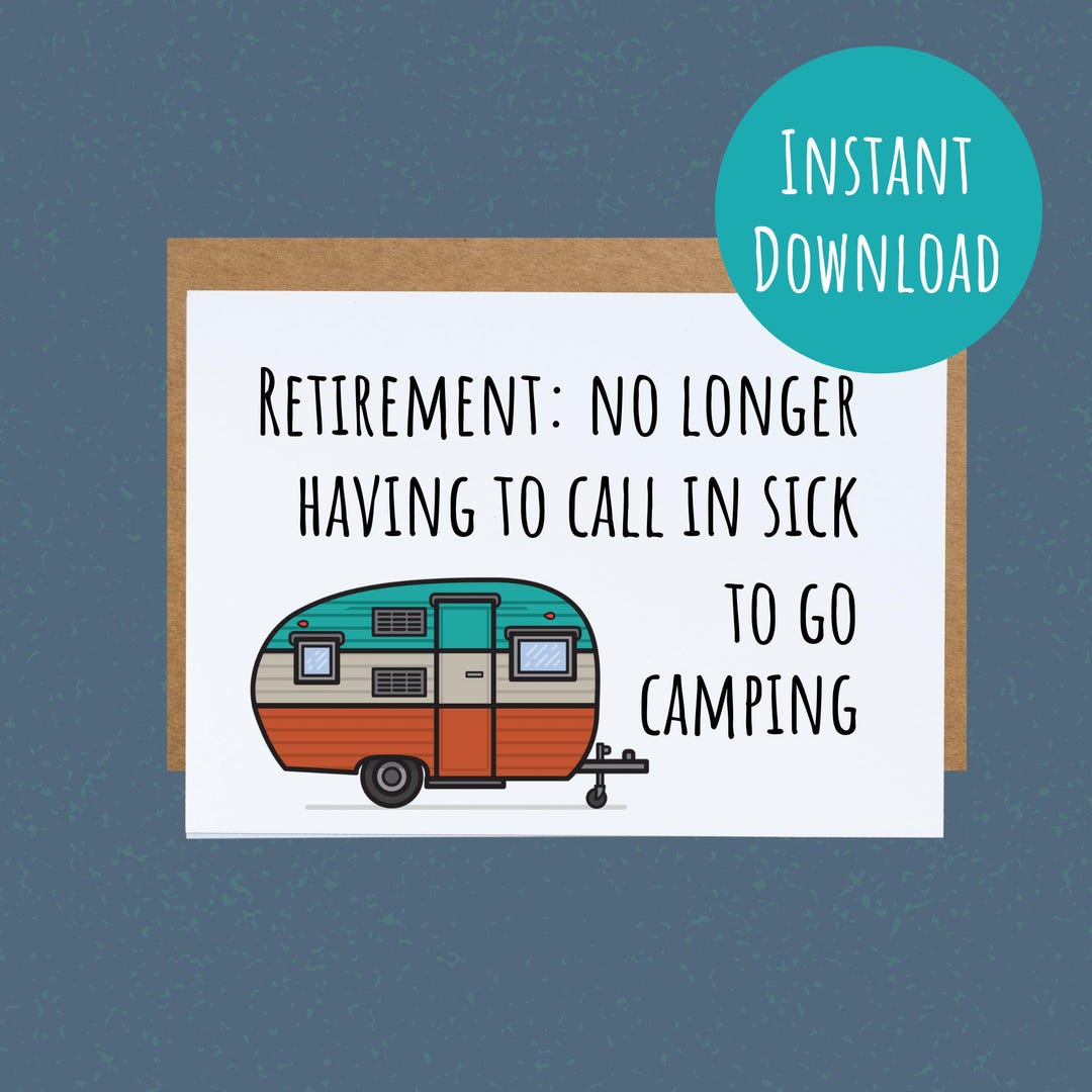 Instant Download Printable Retirement Card for Camper Coworker Office ...