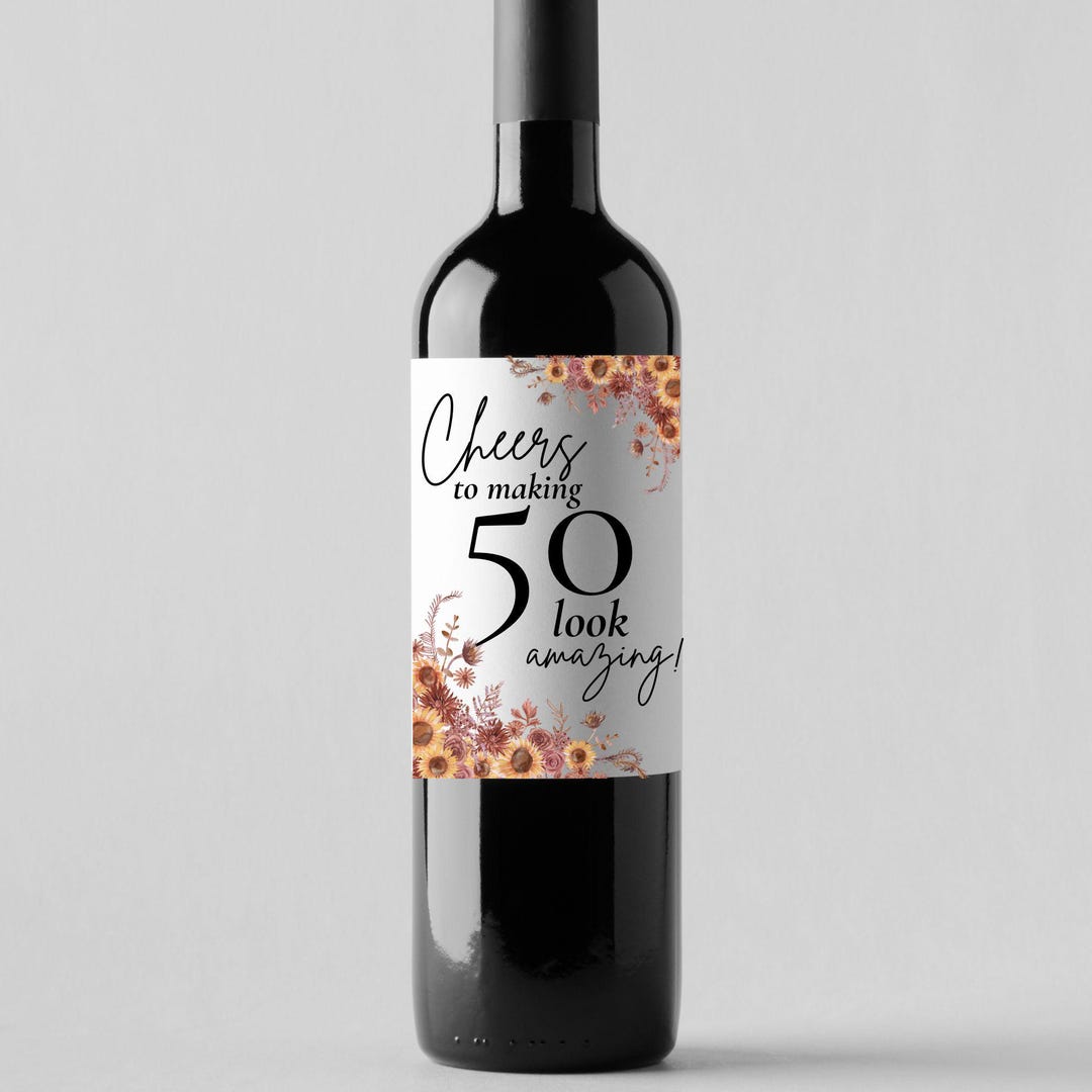 Personalized Wine Label: Sunflower Milestone Birthday Gift - Etsy