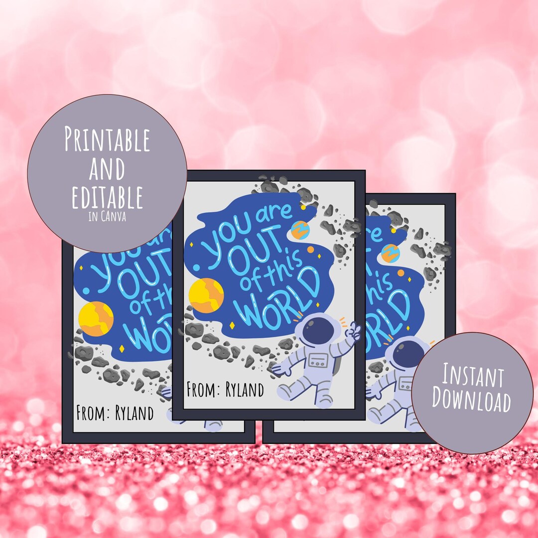 Editable Valentines Day Cards for Kids Printable Classroom Outer Space ...