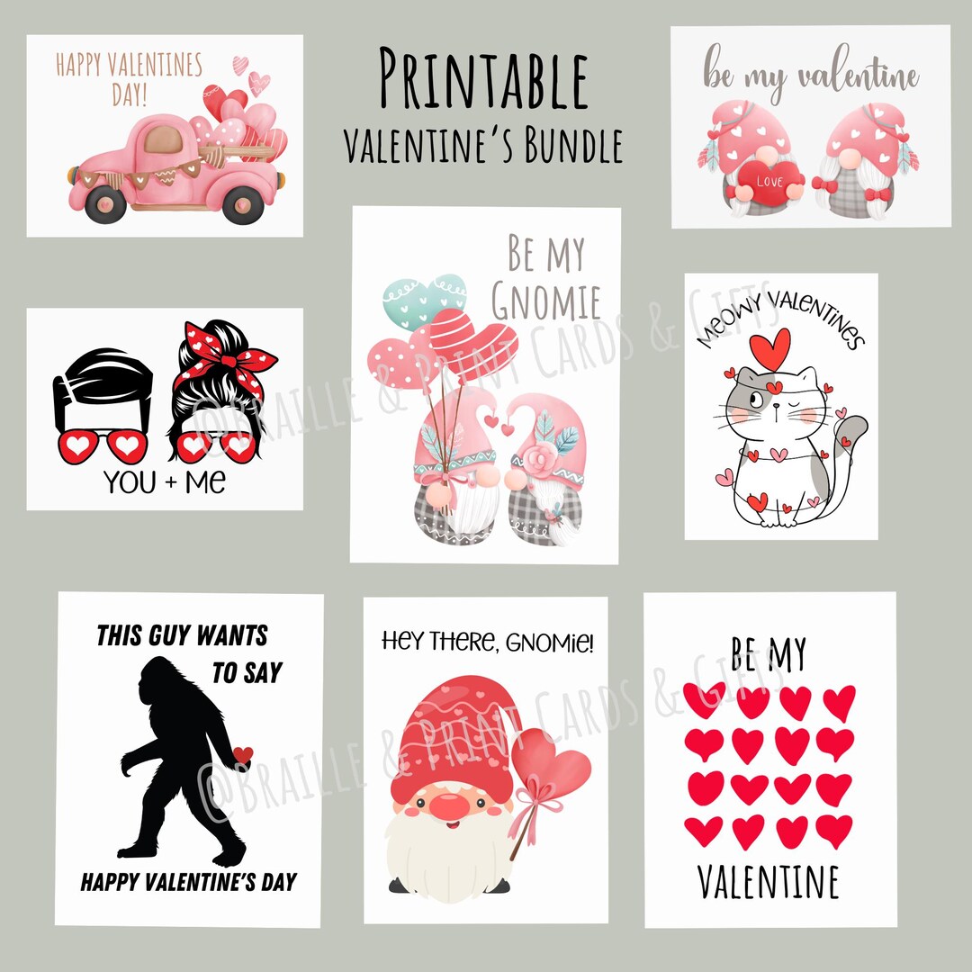 Printable Valentines Day Card Bundle for School Be My Valentine Card ...
