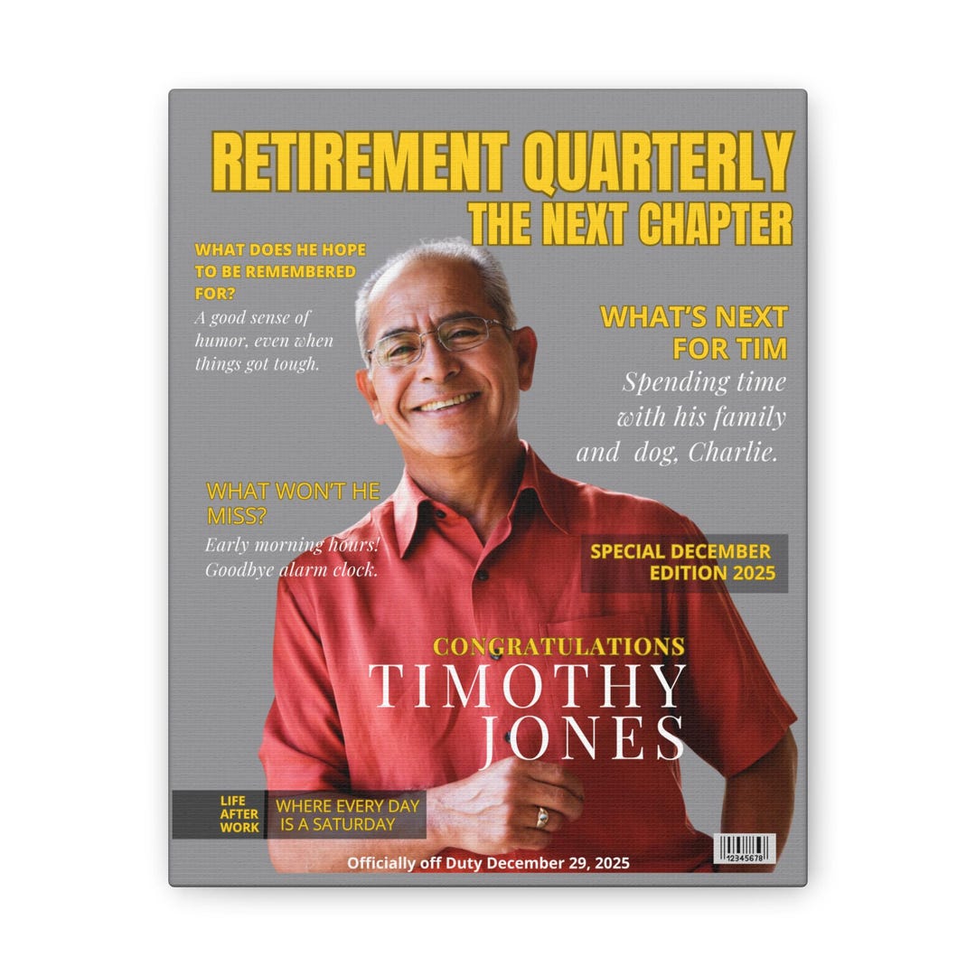 Custom Retirement Gift for Coworker Personalized Magazine Cover Canvas ...