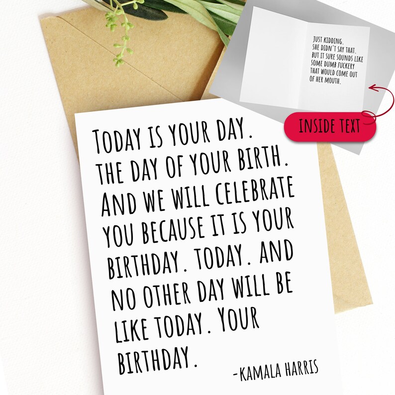 Kamala Harris Birthday Card for Him Her Funny Birthday Political Card ...