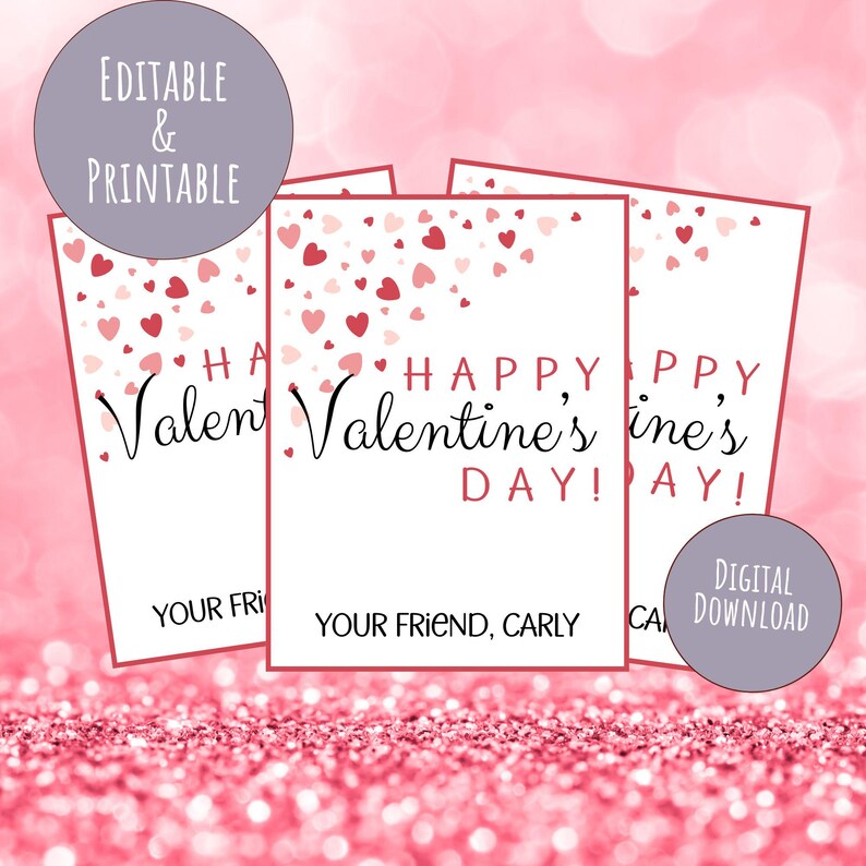 Editable Valentine for Kids School Party Teen Printable Happy ...