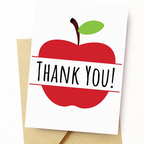 Printable Thank You Apple Card for Teacher End of Year | Etsy