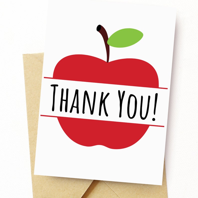 Printable Thank You Apple Card for Teacher End of Year | Etsy